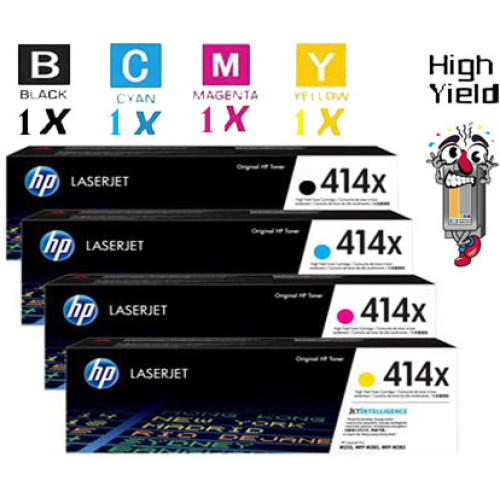 4 PACK Hewlett Packard HP414X High Yield combo Laser Toner Cartridges